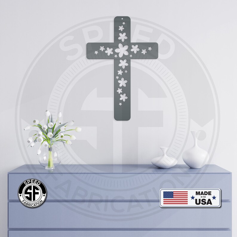 Flower Metal Cross Sign - Etsy