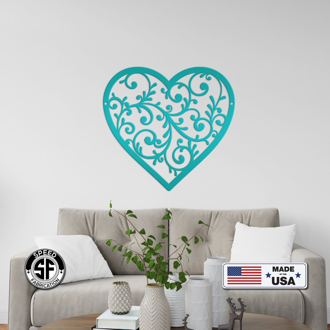 Filigree Metal Heart Wall Sign, Intricate Metal Home Decor, Valentine's ...