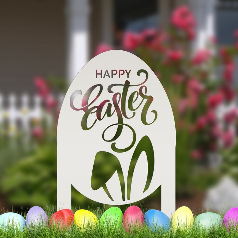 Happy Easter Metal Yard Stake - Easter Egg - Easter Bunny - Etsy