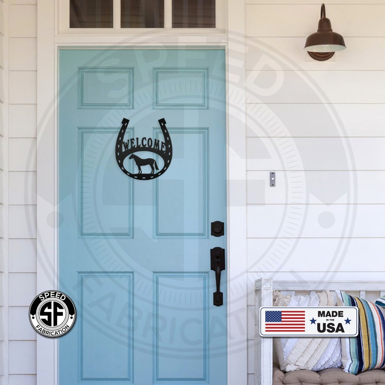 Horseshoe Welcome Metal Sign | Etsy