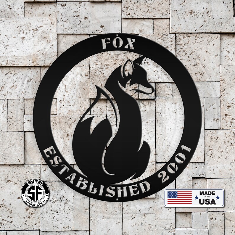 Personalized Fox Sign With Established Date - Etsy