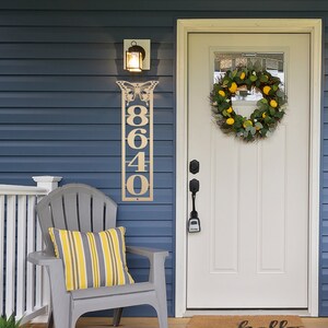 Metal Address Sign, Vertical House Numbers Plaque With Detailed ...