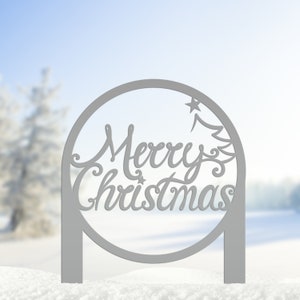 Outdoor Christmas Decor, Metal Merry Christmas Sign, Festive Yard Sign ...