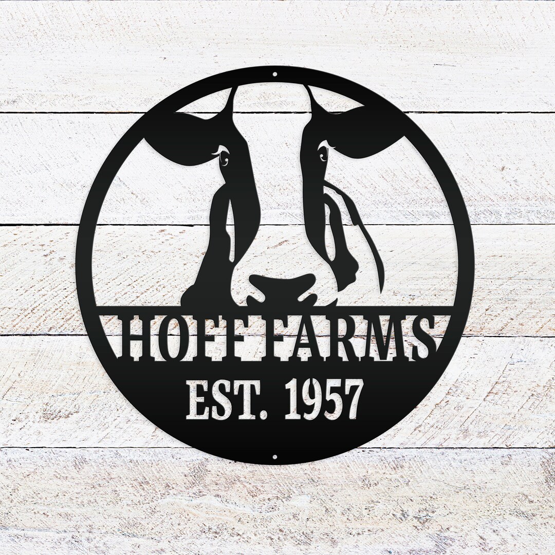 Cow Farm Metal Sign, Custom Gift for Cattle or Dairy Farmer, Round ...