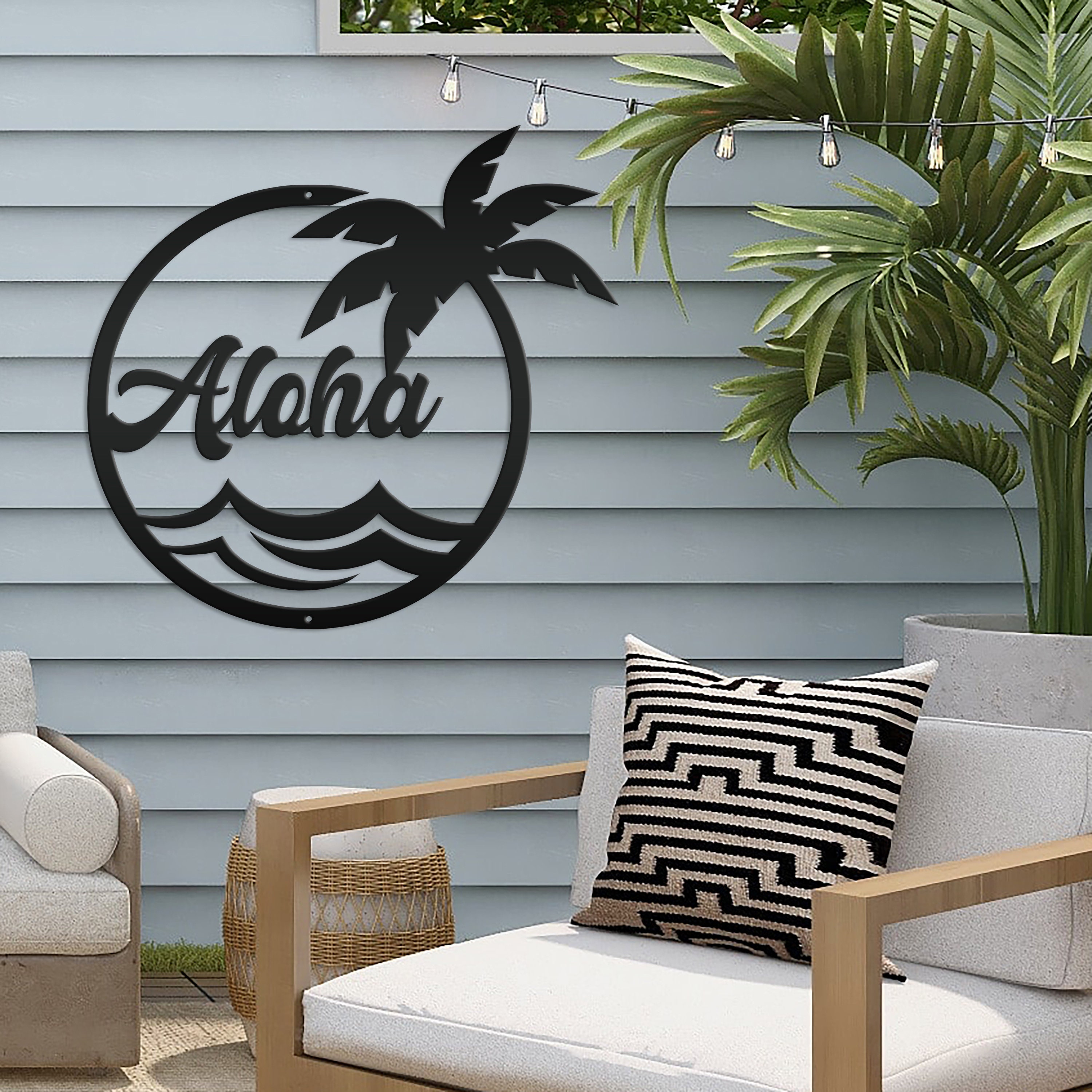 Palm Tree Aloha Sign - Tropical Sign - Etsy