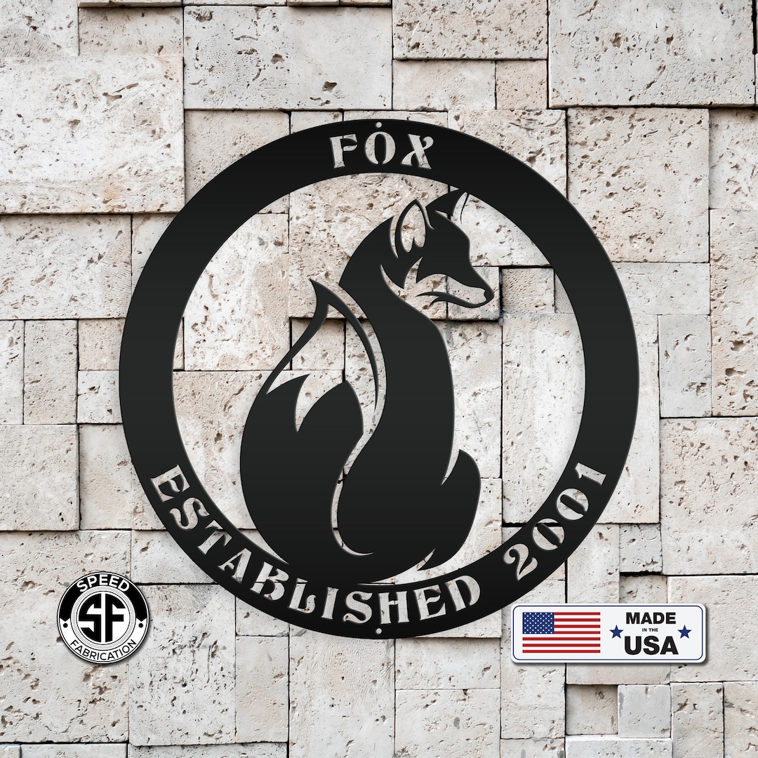 Personalized Fox Sign With Established Date - Etsy