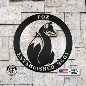 Personalized Fox Sign With Established Date - Etsy