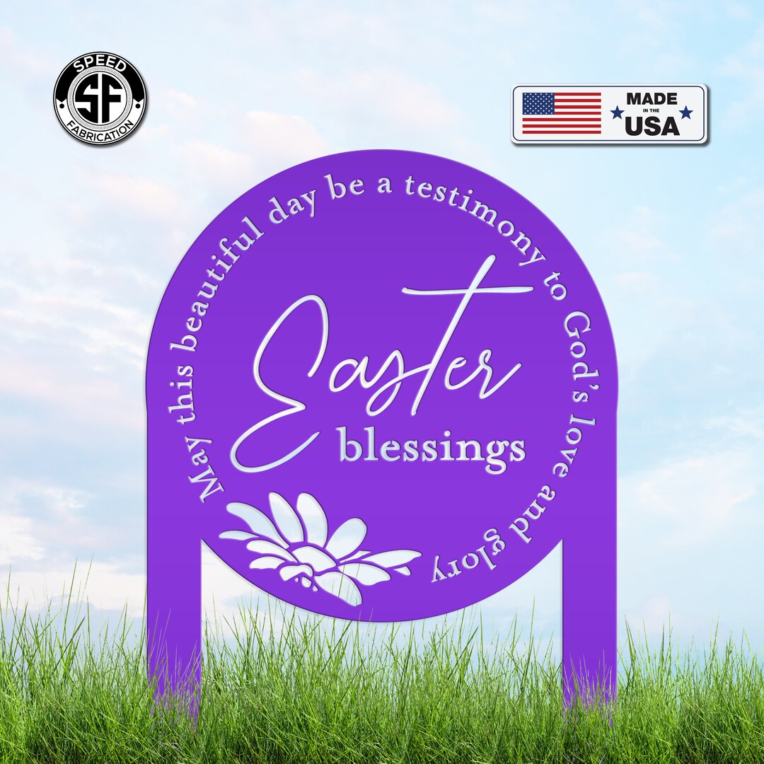 Metal Easter Blessings Metal Yard Stake Outdoor Easter Decor - Etsy