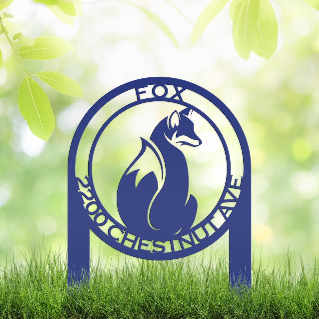 Personalized Fox Address Sign, Address Yard Stake for Front Yard and ...