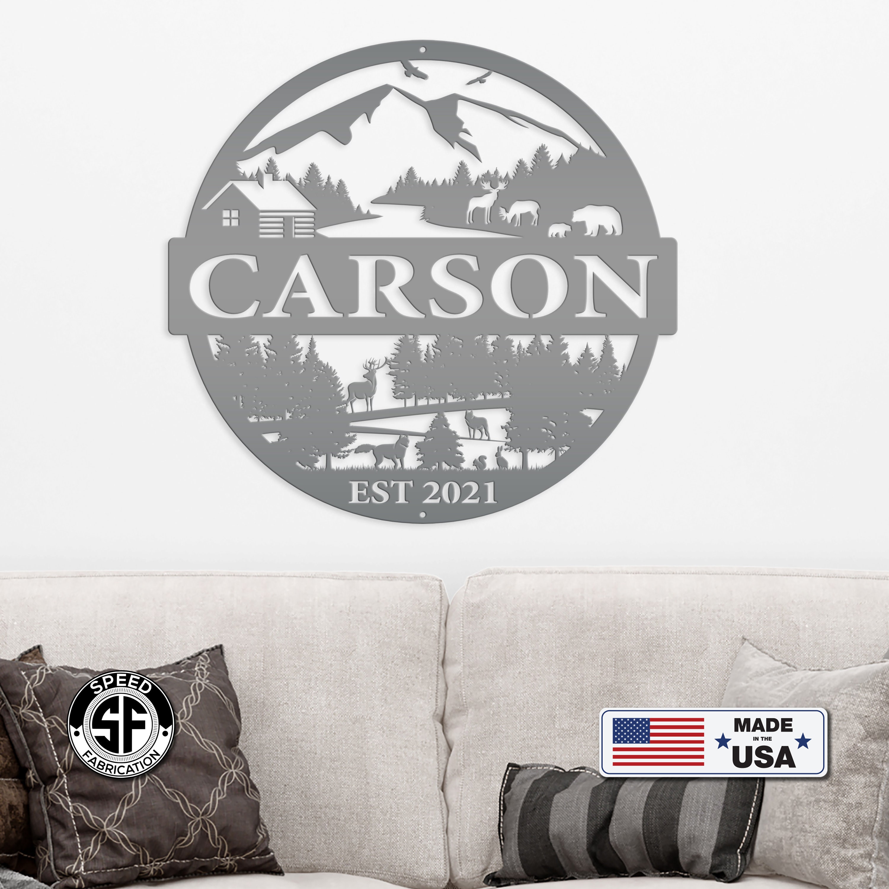 Personalized Mountain Scene Metal Sign Custom Sign With Deer - Etsy