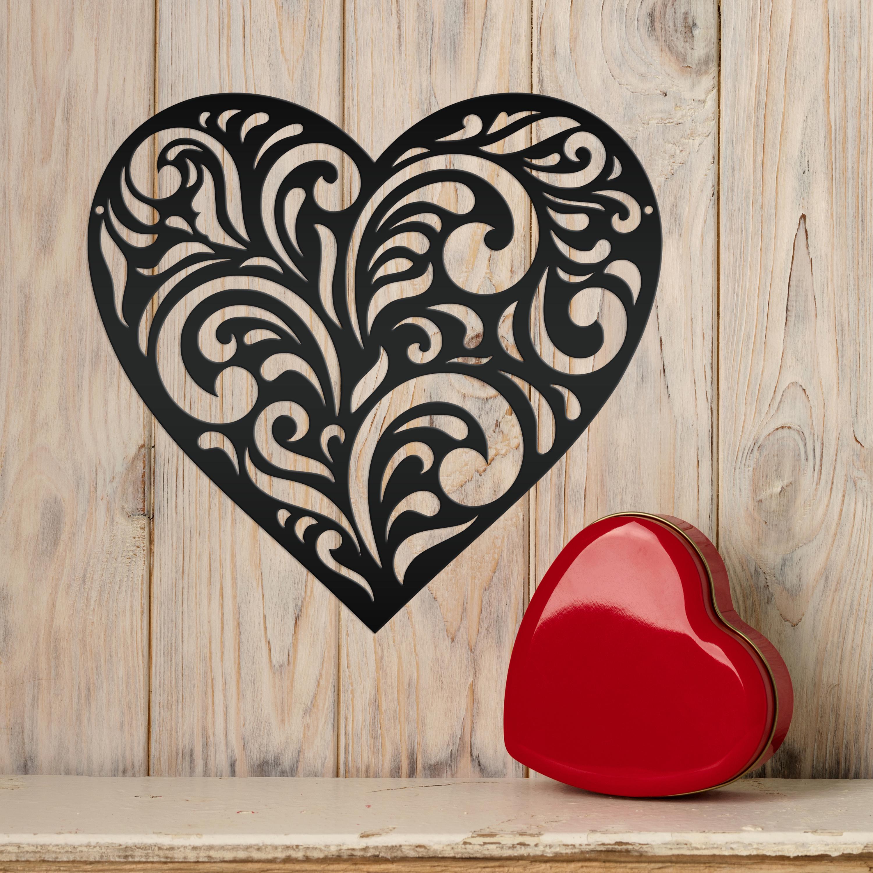 Metal Heart Sign - Valentine Decor - Paisley Print Hanging Heart Wall ...