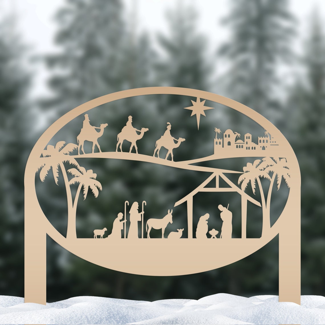 Christmas Nativity Metal Yard Stake , Christian Yard Decor, Seasonal ...