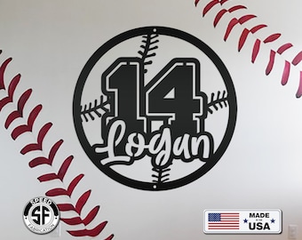 Baseball Custom Name and Number Metal Art Wall Sign Man Cave - Etsy