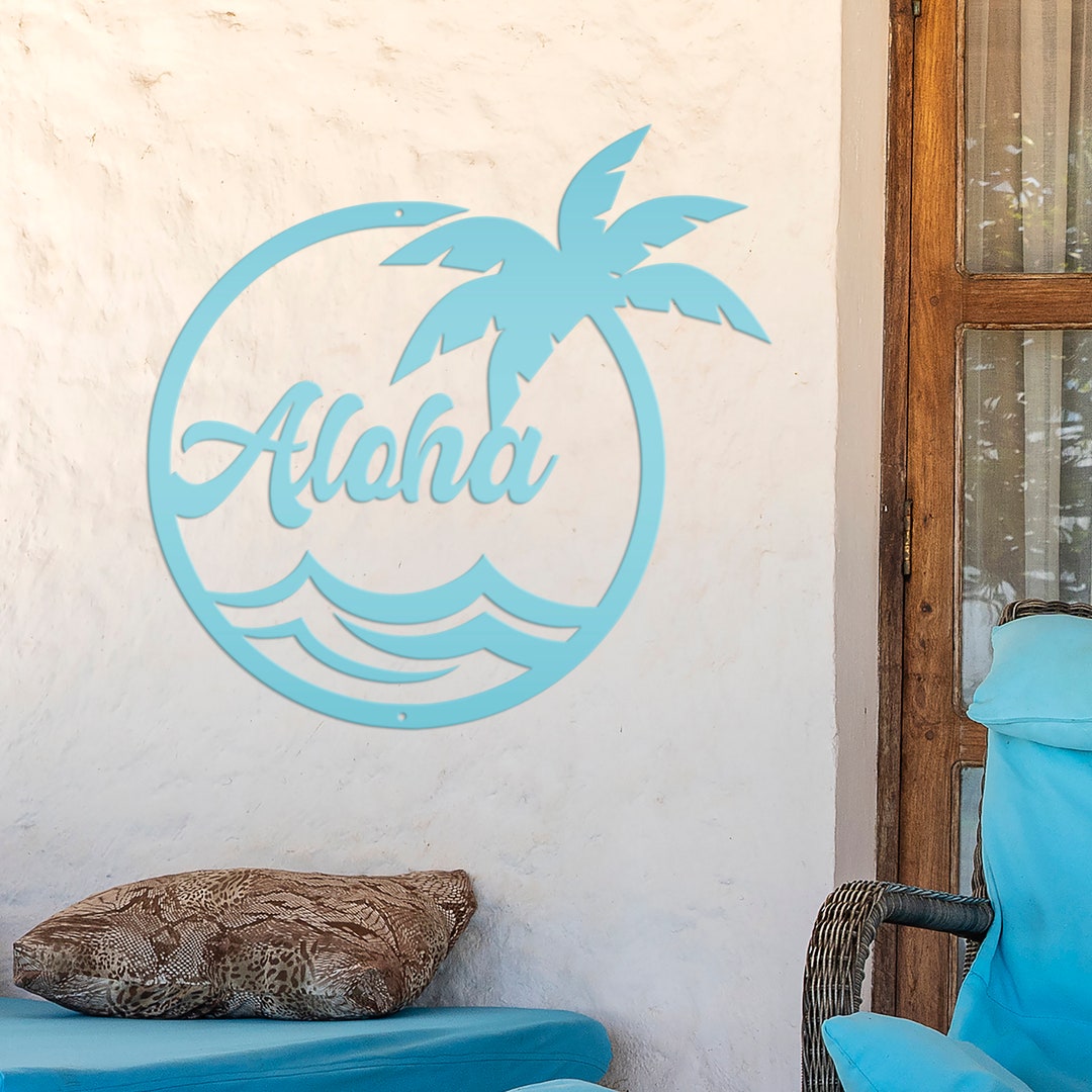 Palm Tree Aloha Sign - Tropical Sign - Etsy