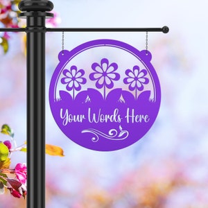 Custom Outside Flower Sign, Personalized Hanging Garden Sign, Mother's ...