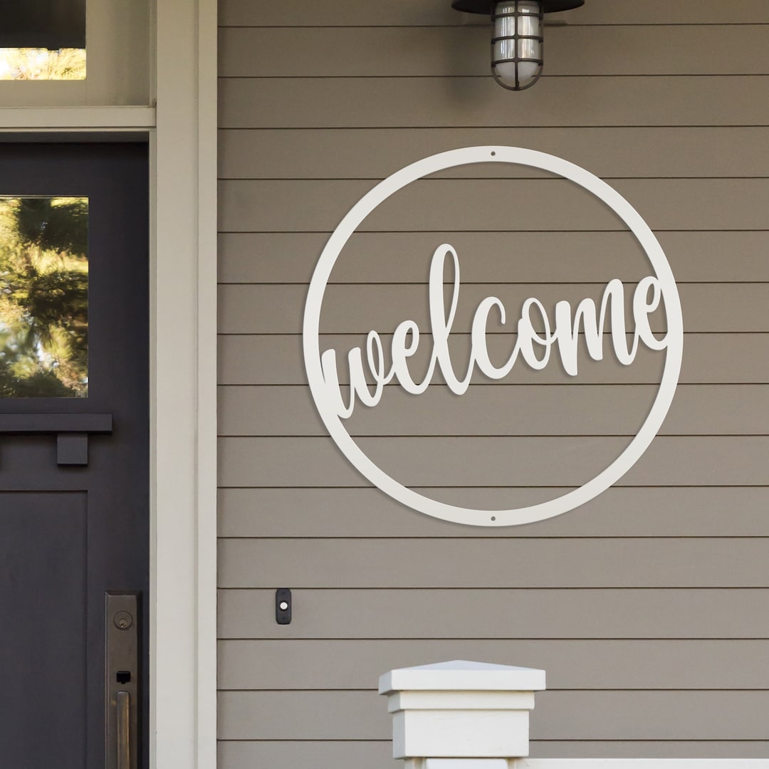 Round Welcome Metal Sign Welcome Sign for Business or Home - Etsy