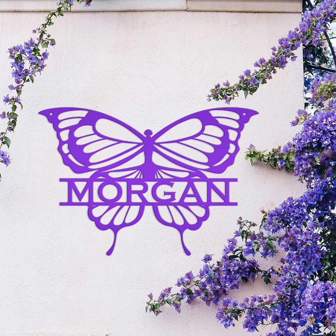 Personalized Butterfly Monogram Metal Sign - Etsy