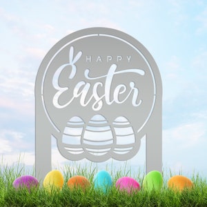 Outdoor Happy Easter Metal Yard Sign- Easter Eggs Sign- Outdoor Easter ...