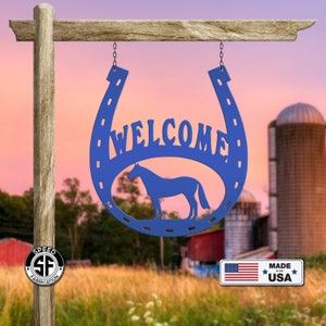 Horseshoe Welcome Metal Sign - Etsy