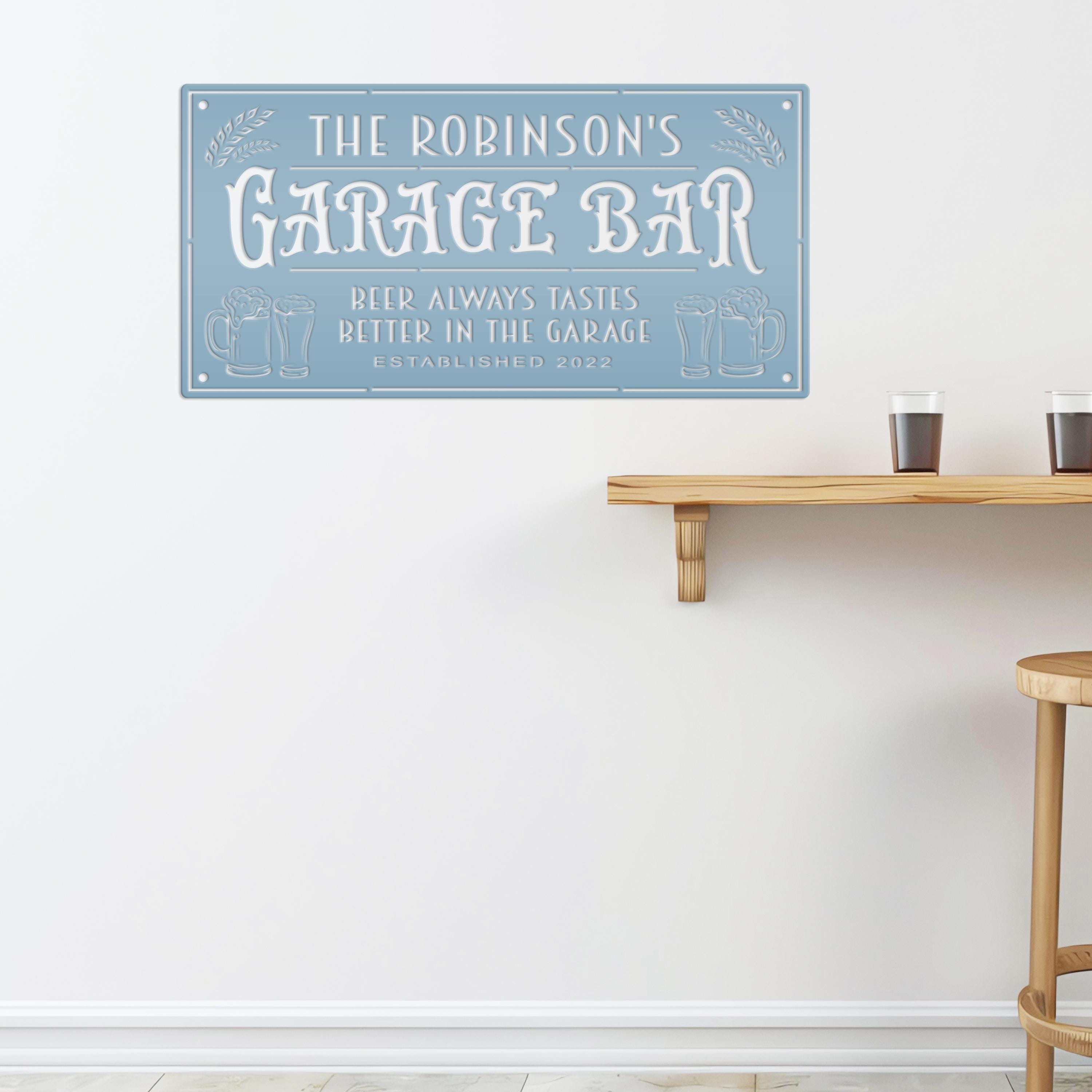Custom Garage Bar Sign With Last Name Personalized Metal Garage Sign ...