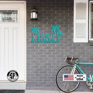 Tropical Palm Tree Metal Address Sign Beach House Address - Etsy