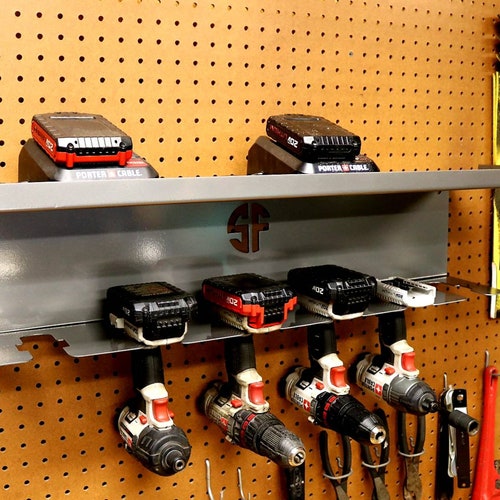 Power Tool Rack Organizer With Battery Rack and Charging - Etsy