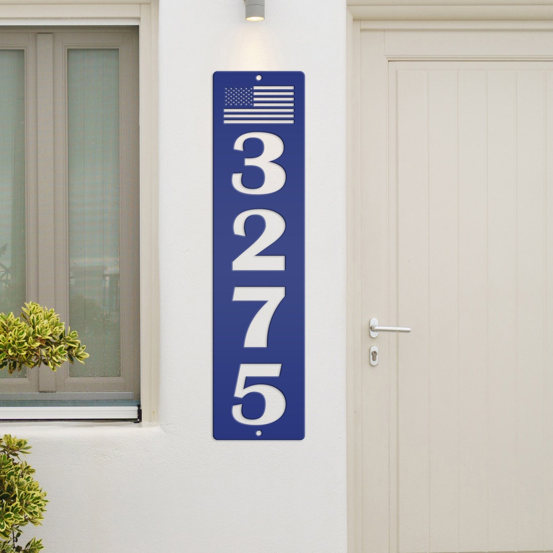 Patriotic House Numbers Metal Sign - Flag Address Sign - Etsy