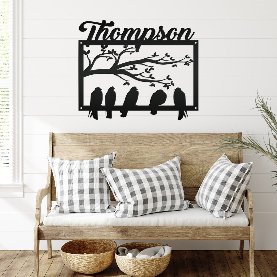 Name Sign With Birds - Housewarming Gift - Bird Lover Gift - Wedding or ...