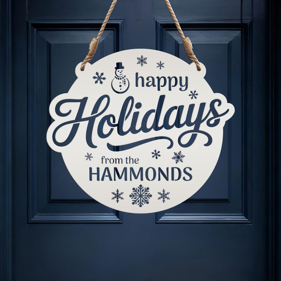 Happy Holidays Snowflake Metal Sign - Personalized Christmas Decor ...