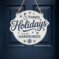 Merry Christmas Wreath Sign, Pink Winter Sign, Circle Aluminum Sign ...