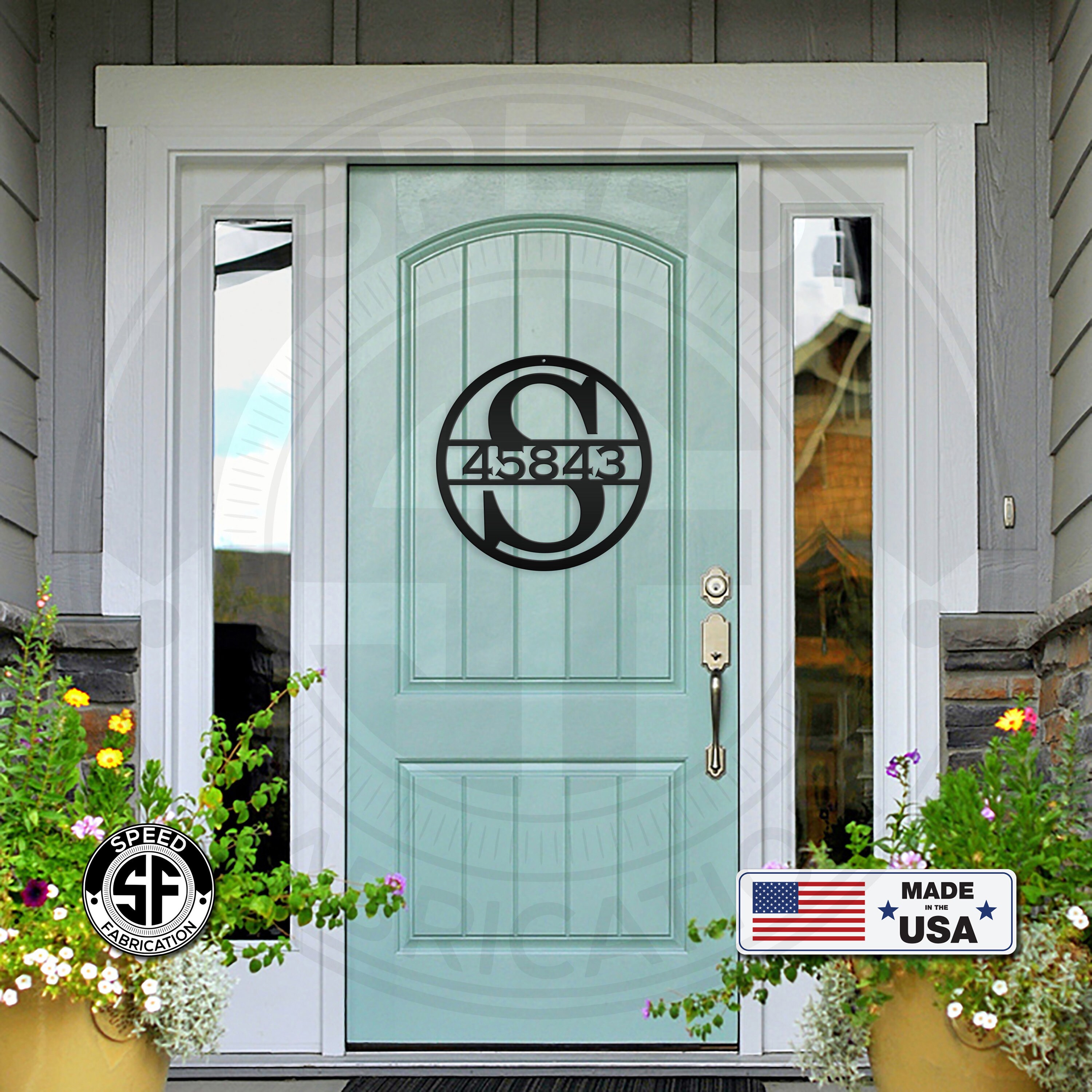 Custom Round Monogram Housee Number Metal Sign - Etsy