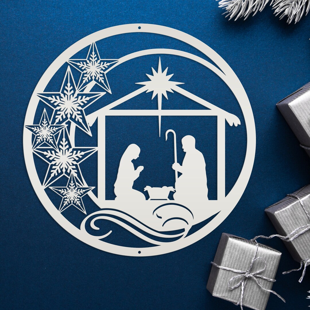 Metal Christmas Star Nativity Sign - Holiday Decor - Etsy