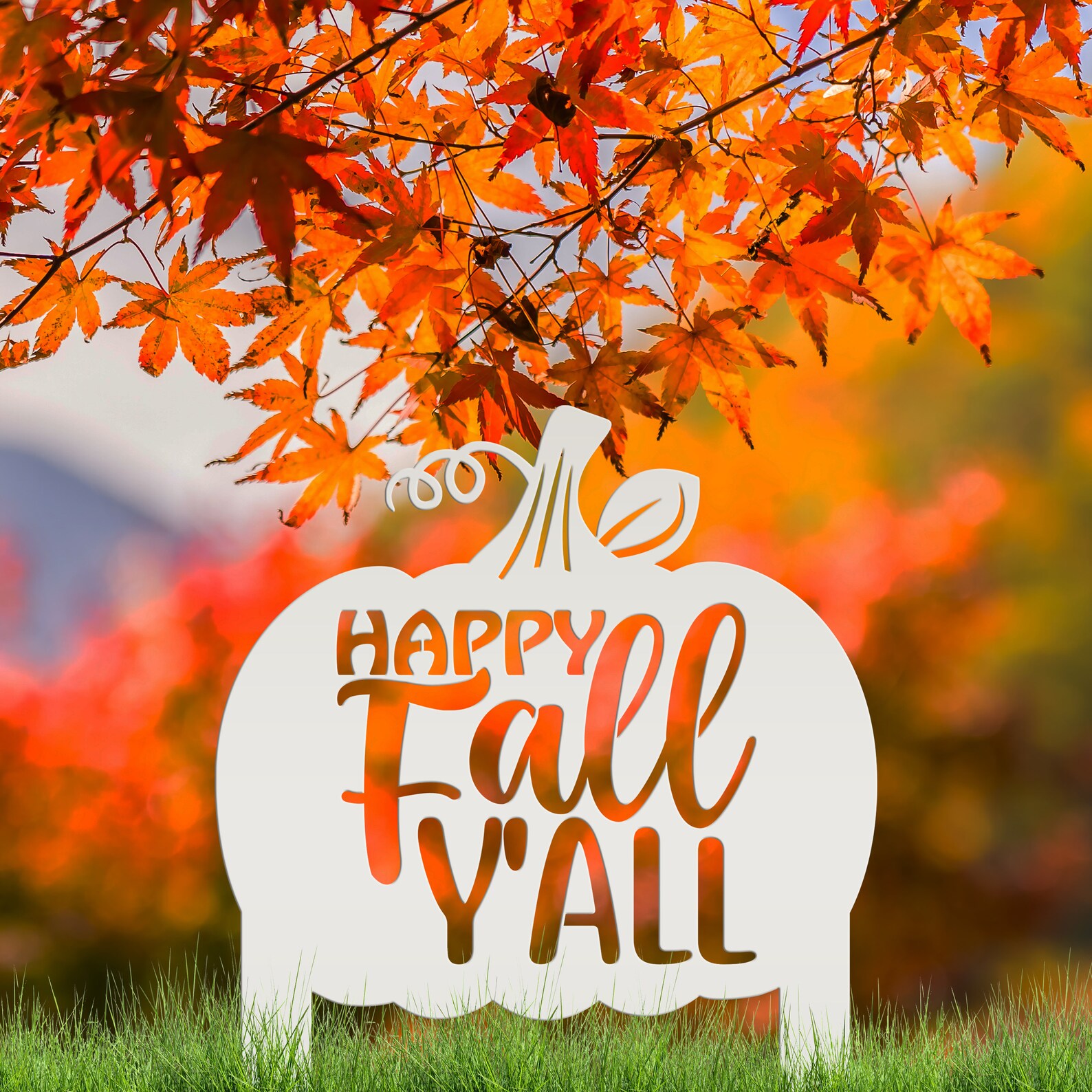 Happy Fall Y'all Pumpkin Metal Yard Stake - Autumn Decor - Etsy