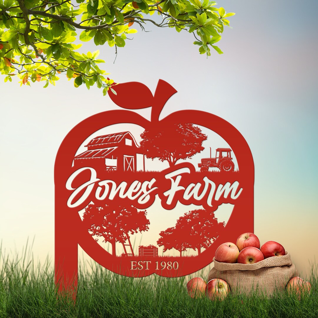 Apple Farm Scene Metal Yard Stake - Personalized Garden Decoration ...