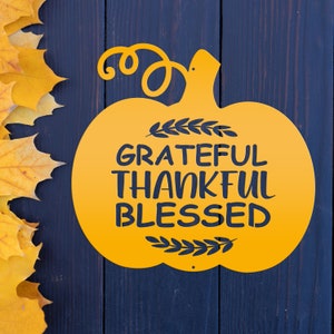 Grateful Thankful Blessed Pumpkin Autumn Décor Metal Sign - Etsy