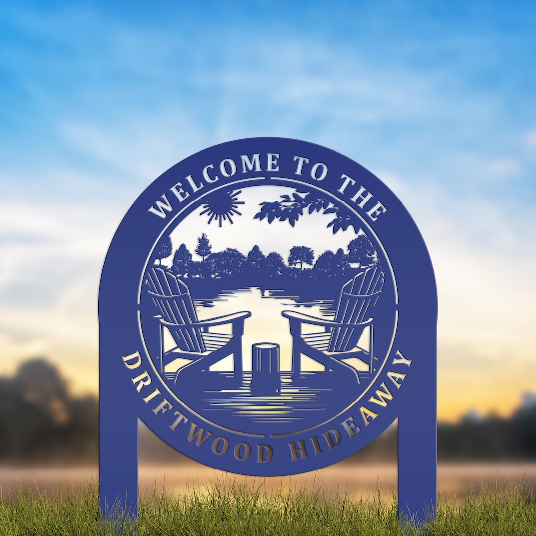 Outdoor Metal Sign With Lake Scene, Personalized Address or Lake Lot ...