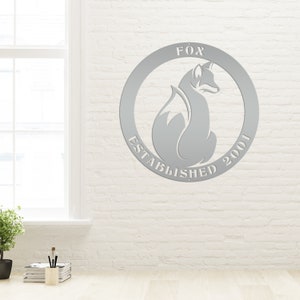 Personalized Fox Sign With Established Date - Etsy