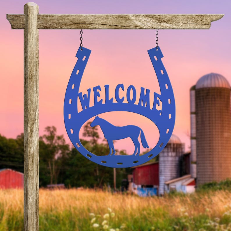 Horseshoe Welcome Metal Sign - Etsy