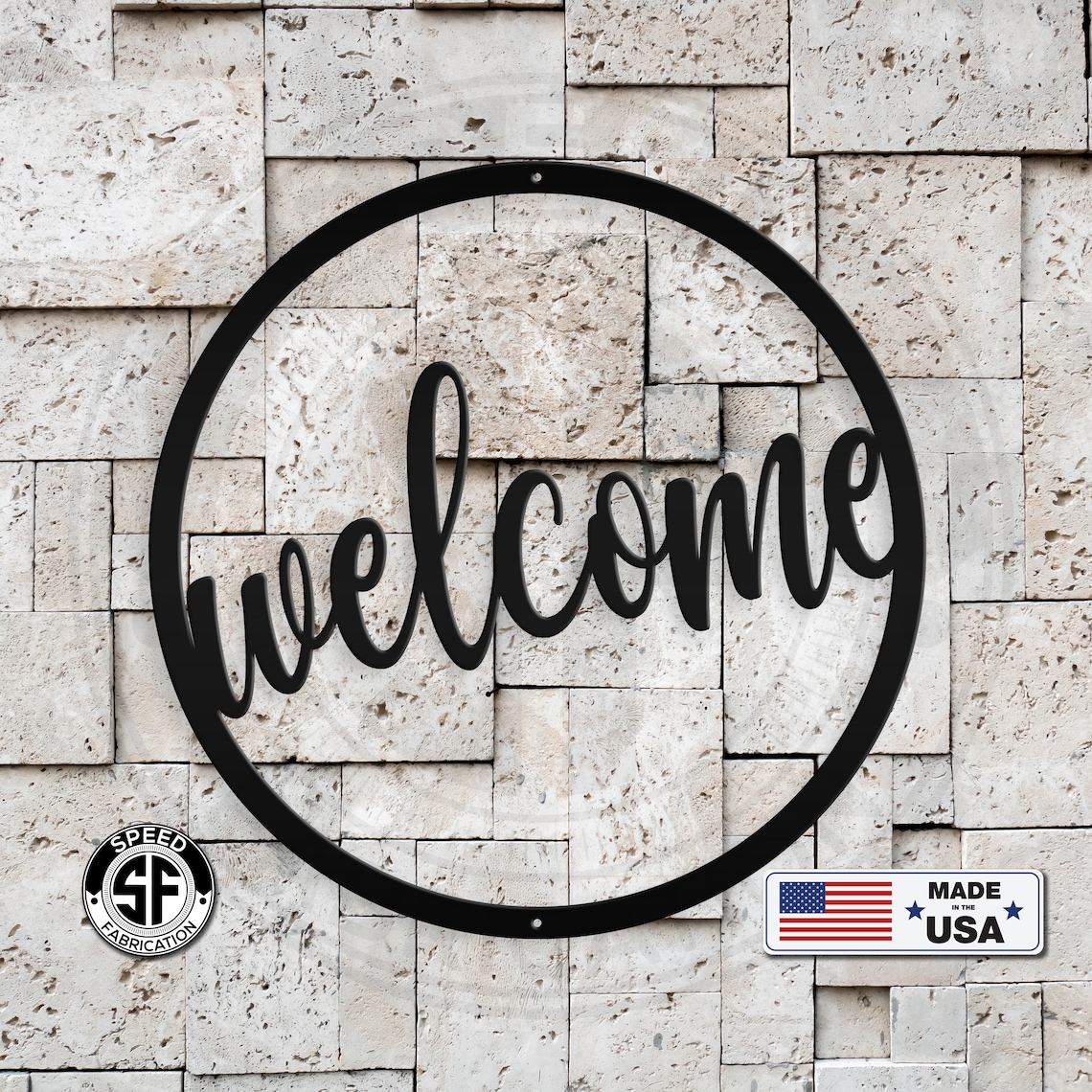 Round Welcome Metal Sign Welcome Sign for Business or Home - Etsy