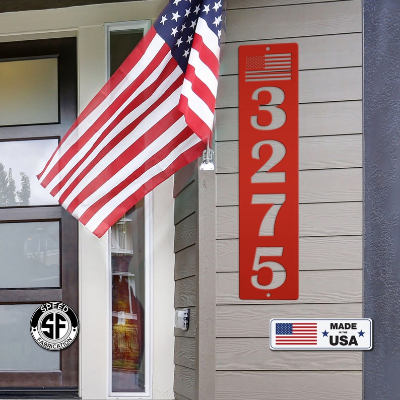 Patriotic House Numbers Metal Sign Flag Address Sign - Etsy