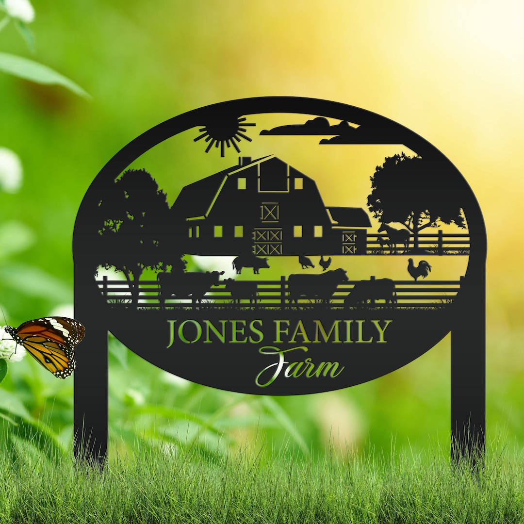 Farm Sign Metal Address Stake, Family Name Customizable Yard Sign With ...
