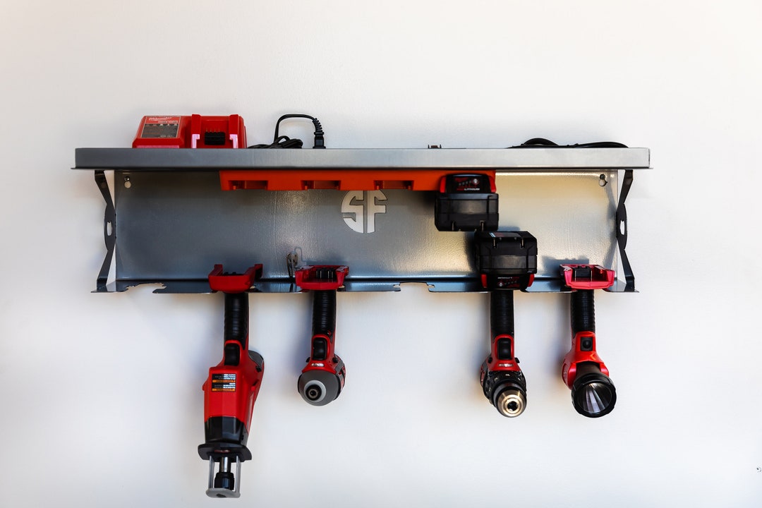 Power Tool Rack Organizer With Battery Rack and Charging Shelf ...
