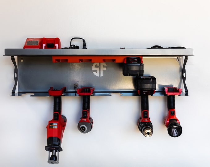 Power Tool Rack Organizer With Battery Rack and Charging Shelf ...