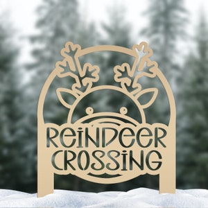Outdoor Christmas Decorations, Metal Reindeer Crossing Sign for the ...