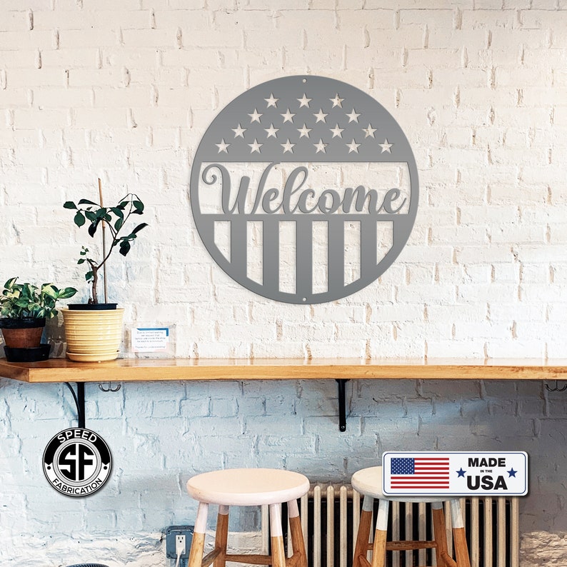 Patriotic Door Sign American Flag Decor Welcome Sign for - Etsy