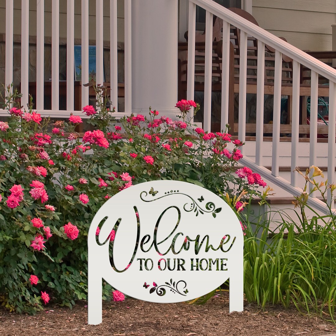 Welcome Home Metal Yard Stake - Charming Outdoor Lawn Art - Welcoming ...