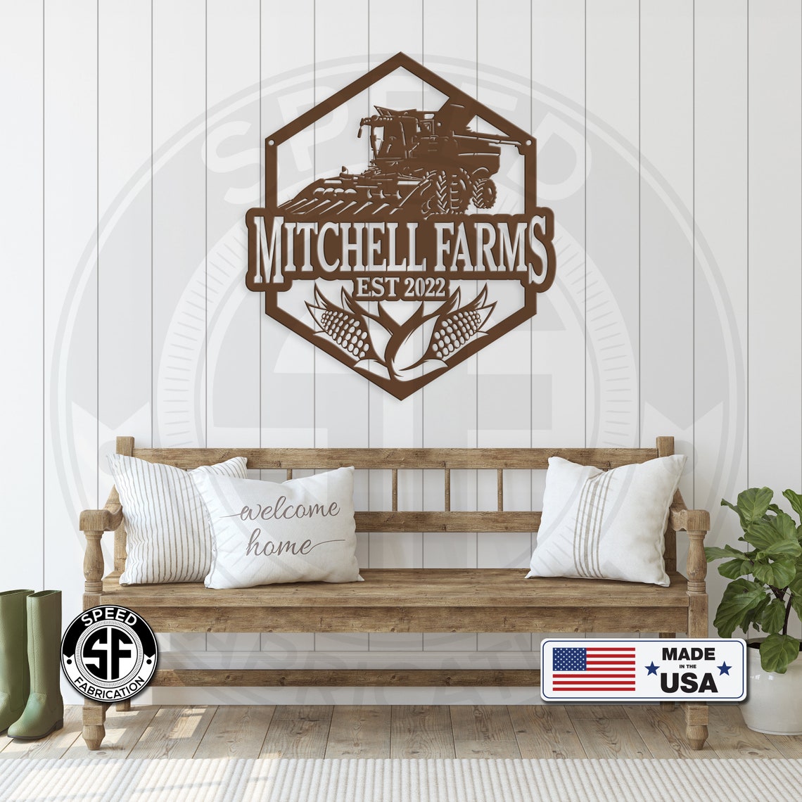 Custom Farm Sign With Combine Corn Farming Sign - Etsy