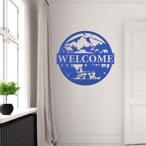 Mountain Cabin Welcome Metal Sign - Etsy