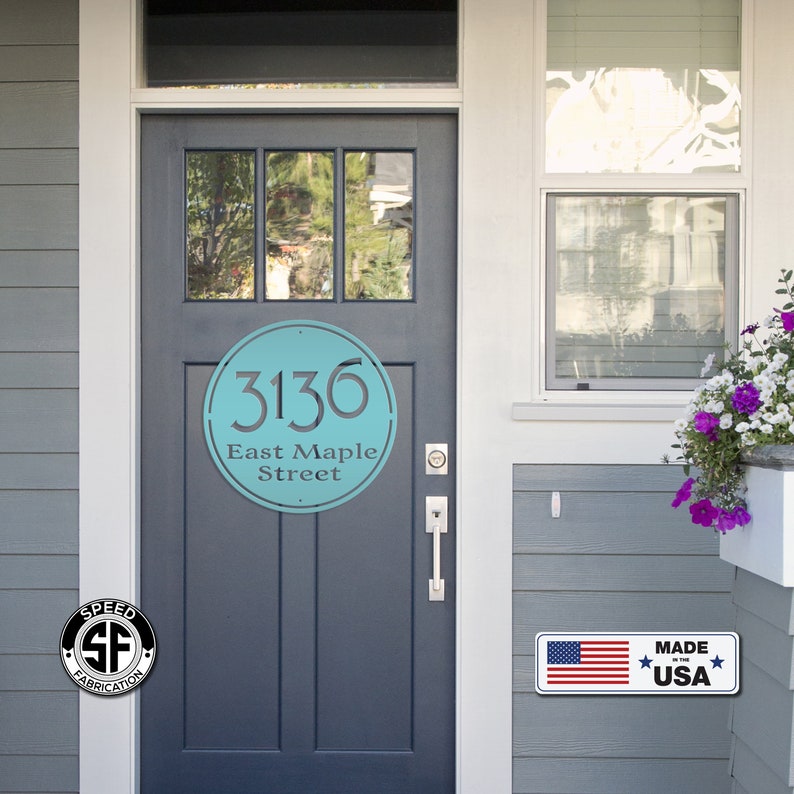 Personalized Round Address Metal Sign Modern Address Sign - Etsy