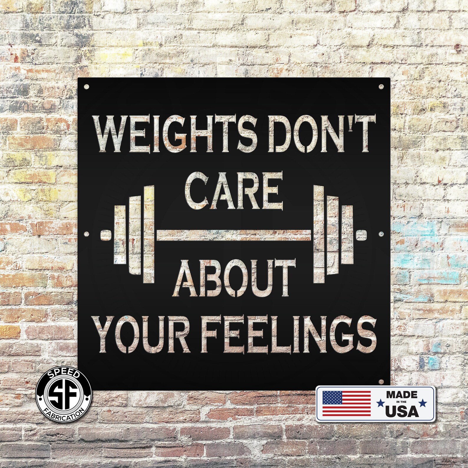 Weights Don't Care About Your Feelings Square Gym Metal - Etsy